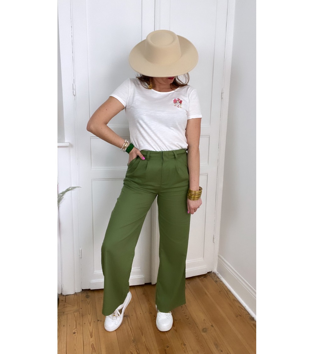 Kenan: pantalon vert lin et coton
