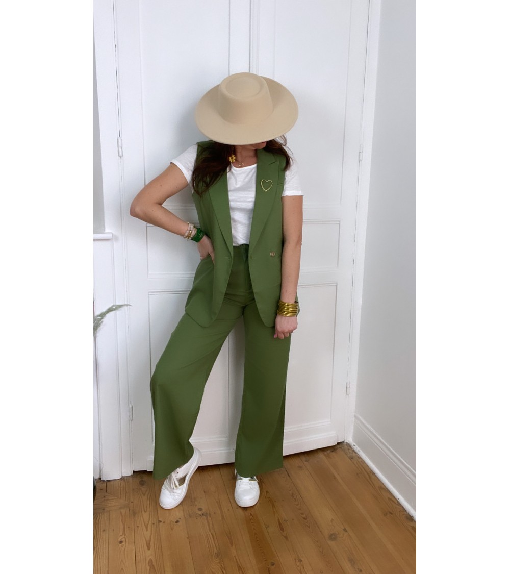 Kenan: pantalon vert lin et coton